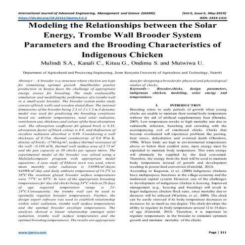 Modeling the Relationships between the Solar Energy, Trombe Wall ...