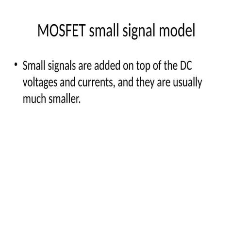 MOSFET Small signal model | PPT