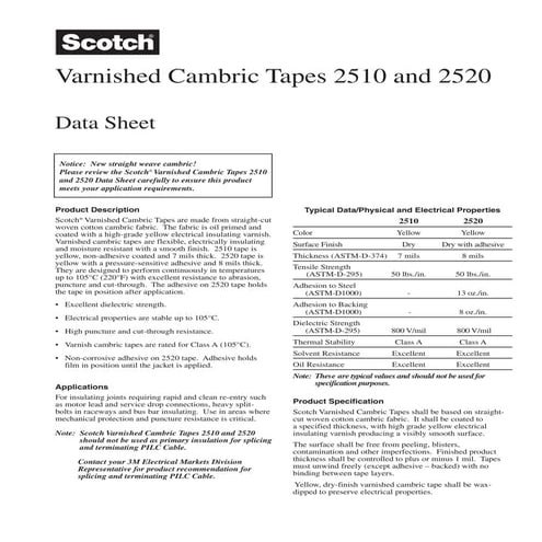 3M Scotch 2510 Varnished Cambric Electrical Tape - 3M Scotch Electrical ...