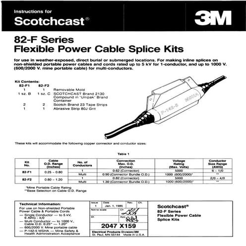 3M Scotchcast Flexible & Trailing Power Cable Splice Kits 82-F ...