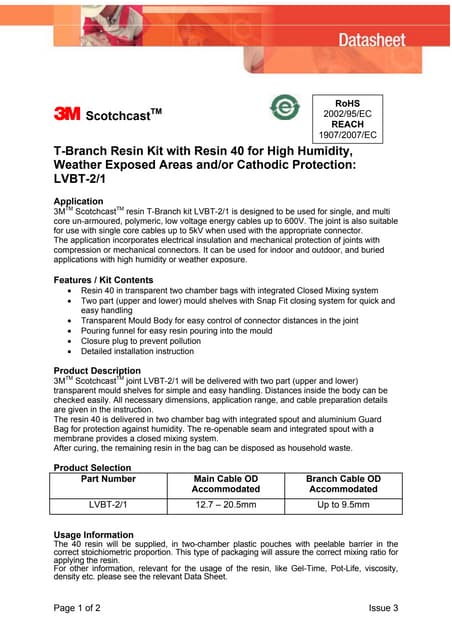 3M 91-NBA0 Scotchcast 470W Resin Jointing Kit For Unarmoured Cables 4 ...
