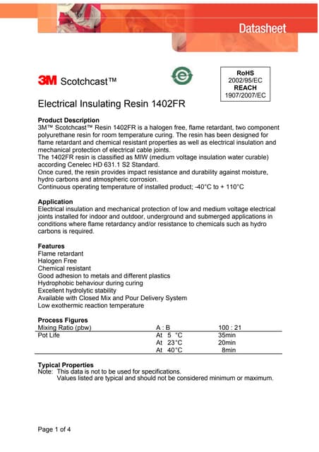 3M Scotchcast Resin - 2131 Flame Retardant & Flexible Resin | PDF