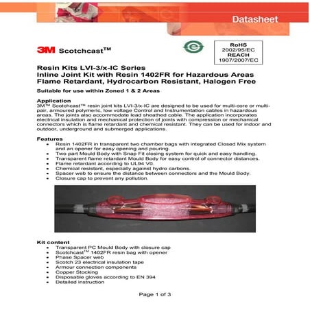 3M Scotchcast Resin Cable Joints LVI3IC - Instruction - Control ...