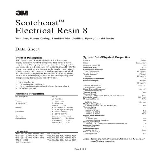 3M Scotchcast Resin, Epoxy Resin 8 | PDF