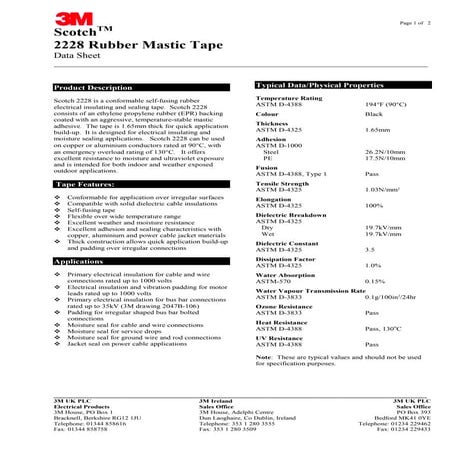 3M Scotch Tape - 3M Scotch 2228 Rubber Mastic Tape | PDF