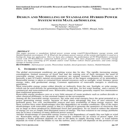DESIGN AND MODELLING OF STANDALONE HYBRID POWER SYSTEM WITH MATLAB ...