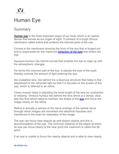 HUMAN EYE AND ITS DEFECTS | PPTX | Eye and Vision Conditions | Diseases ...