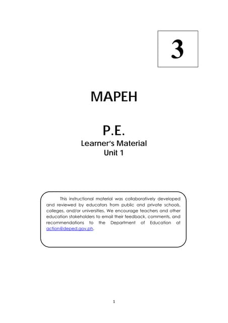 Pe gr. 1 teacher's guide (q1&2) | PDF