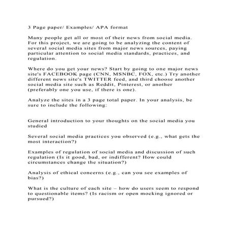 3 Page paper Examples APA format Many people get all or most o | DOCX