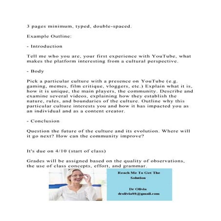 3 pages minimum, typed, double-spaced.Example Outline- Intr | PDF