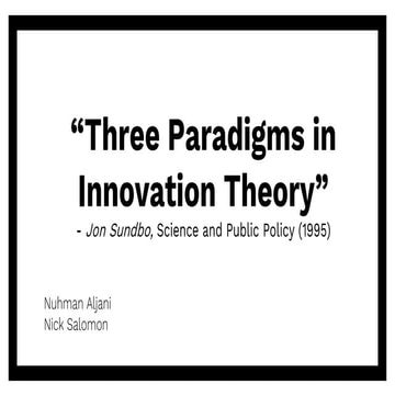 Three Paradigms in Innovation Theory | PPTX