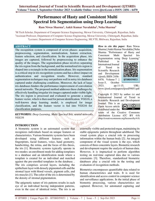 Performance Of Hasty And Consistent Multi Spectral Iris Segmentation Using Deep Learning Pdf