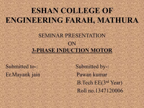 Three Phase Induction Motor & Its Application | PPTX