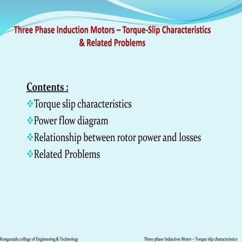 3 phase Induction Motor Torque-slip characteristics and Related ...