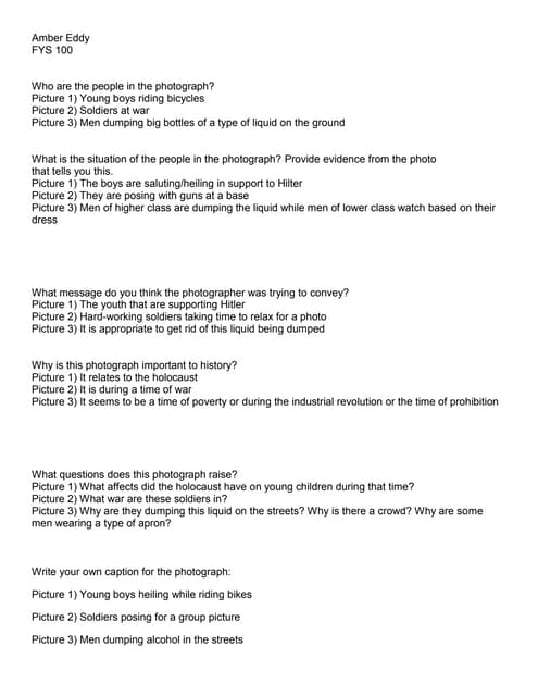 Picture analysis questions and answers | PDF