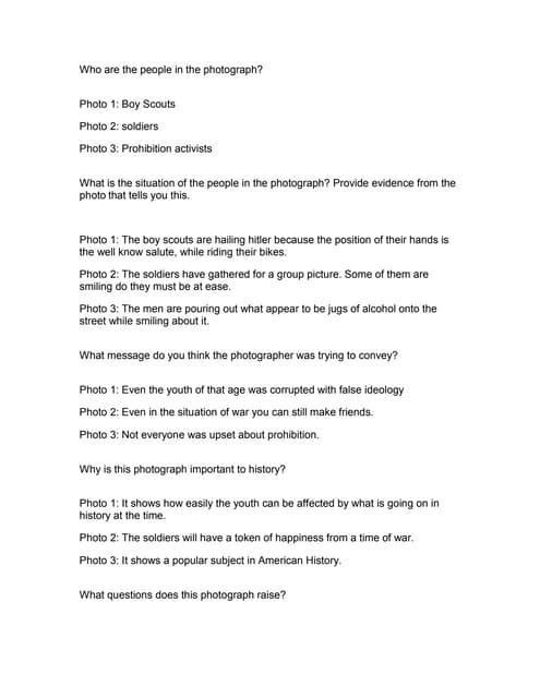 Picture analysis questions and answers | PDF