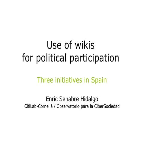 Use of wikis for political participation | PDF