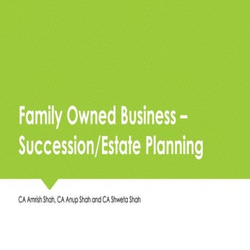 Family Owned Business Succession/Estate Planning | PDF