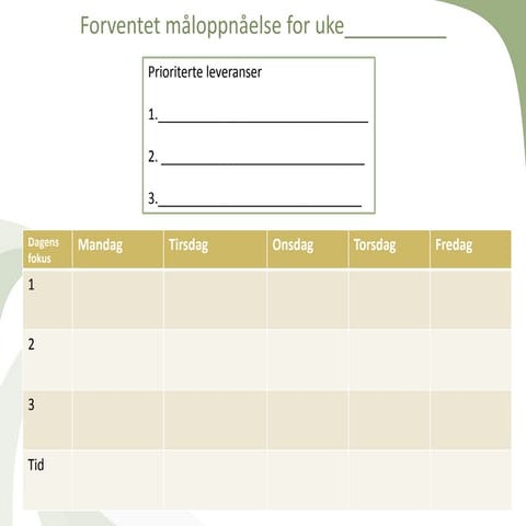 3 prioriteringer og tre mål om dagen | PDF