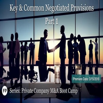 Key & Common Negotiated Provisions - Part 1 (Series: PRIVATE COMPANY M ...