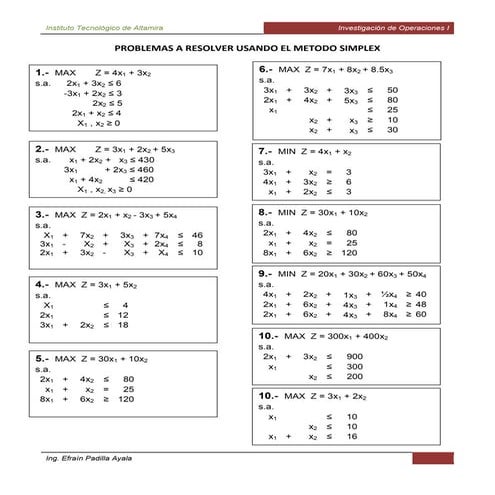 3+problemas+metodo+simplex | PDF | Science