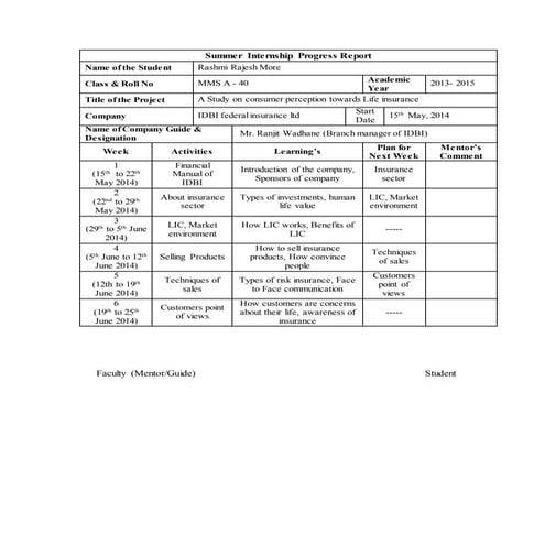 An Example of My Internship Observations | DOC