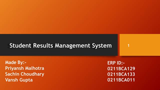 Student Management System Project Abstract | PPTX
