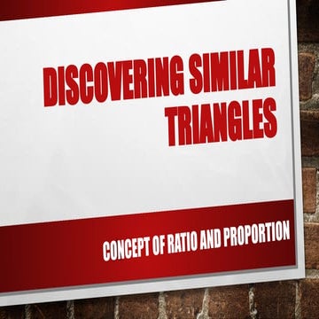 Math 9 : Quarter III Similarity : Ratio and Proportion | PPTX