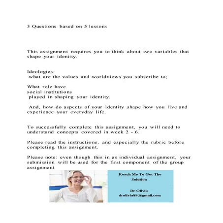 3 questions based on 5 lessons this assignment requires you | PDF