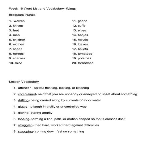 Reading- Unit 4 Word Lists and Vocabulary | DOC | Geography | Science