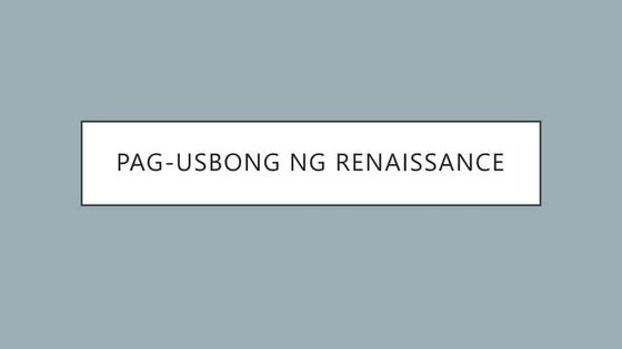 Sining sa Renaissance Period | PPTX