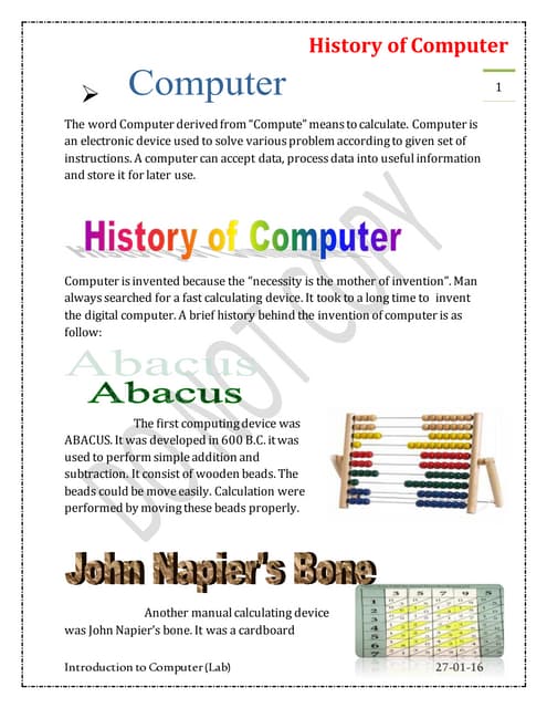 Comparison between computers of past and present | DOCX