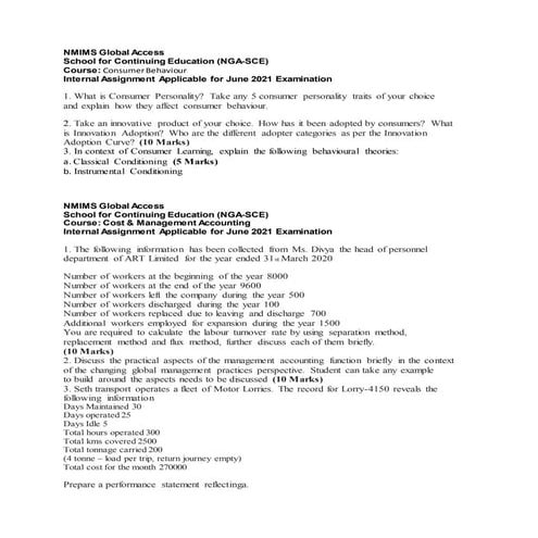 3rd bm sem nmims june 2021 solved assignments | PDF