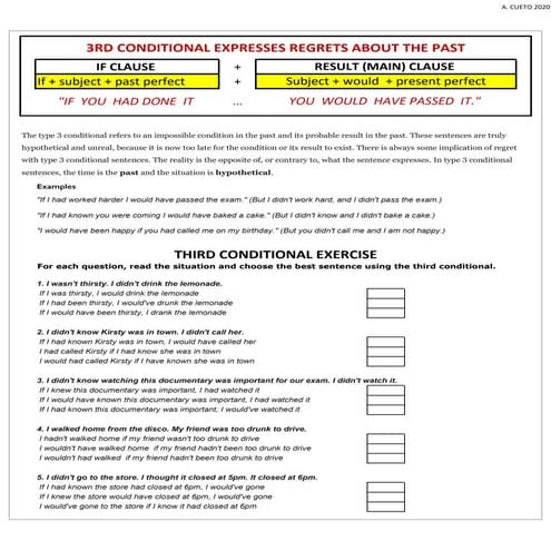 3rd conditional practice sheet | PDF
