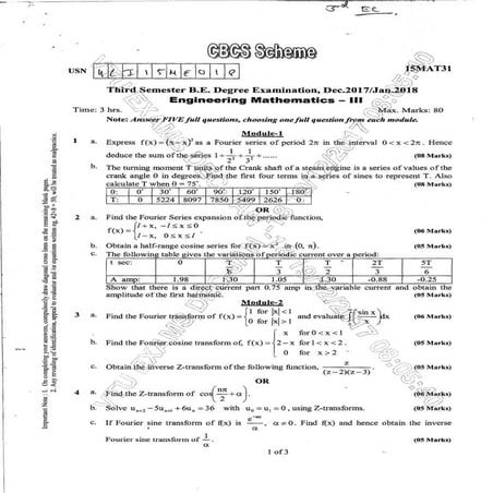 3rd semester VTU Electronics & Communication Engineering CBCS scheme till jan 2018 | PDF