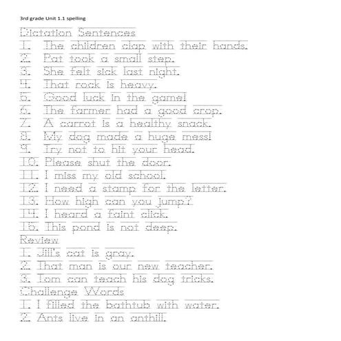 3rd Grade Unit 1 1 Dictation | PDF