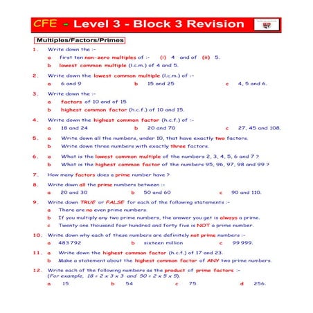 3rd level block 3 revision & solutions | PDF