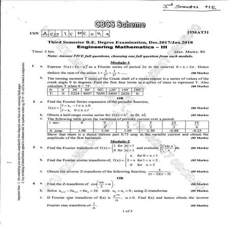 3rd semester VTU Mechanical Engineering CBCS scheme till jan 2018 | PDF