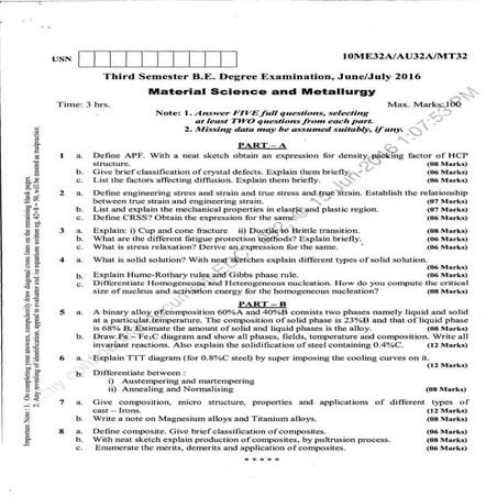 3rd Semester VTU BE ME question papers from 2010 to June 2016 | PDF