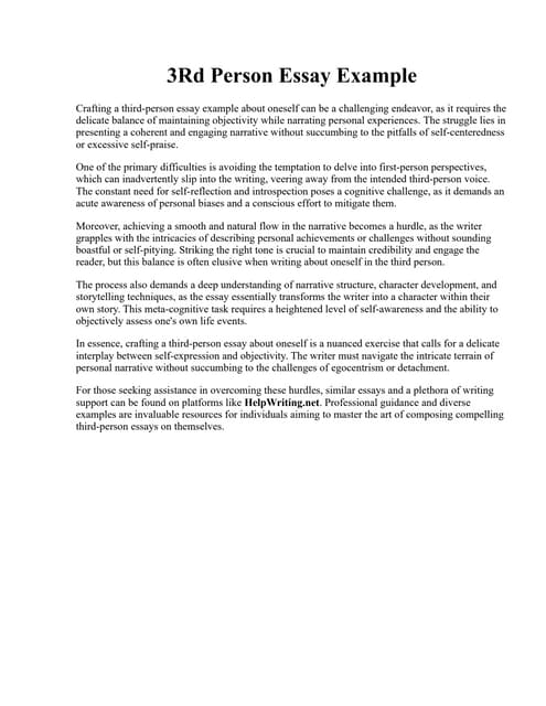 Third Person Narrative Essay. Downstate Medical Center | PDF