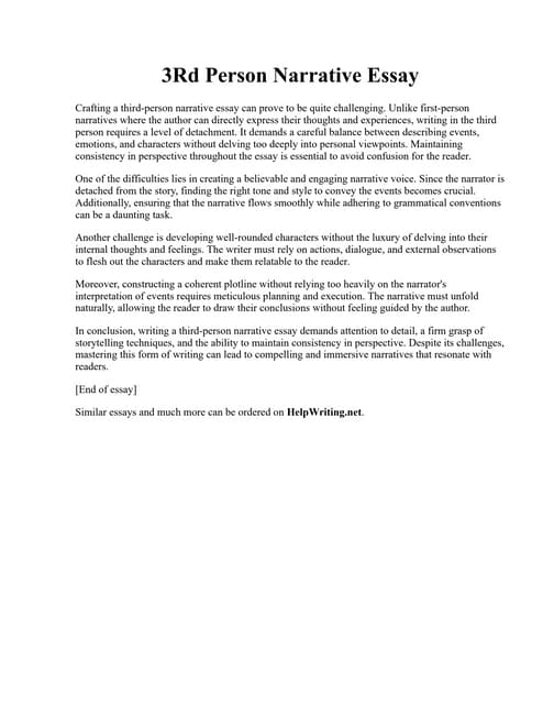3Rd Person Essay Example. Tennessee College of Applied Technology ...