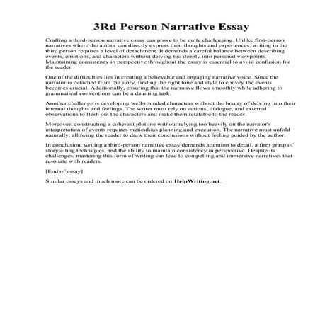 3Rd Person Narrative Essay | PDF