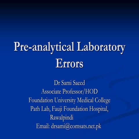 3rdpre Analytical Laboratory Errors Dr Sami Ppt