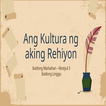 Araling Panlipunan 3 Yunit III Aralin 3 Ang Kultura ng Aming Lalawigan sa Region 3 o Gitnang ...