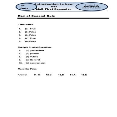 3rd quiz 1 semseter | PDF