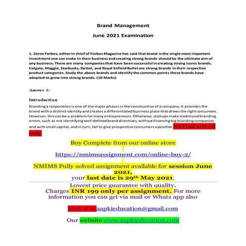 3rd sem nmims solved assignments june 2021 | DOCX