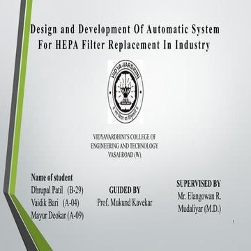 design and development on the automaric system for hepa filter | PPTX