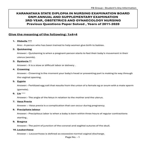 Question bank.pdf Maharashtra nursing council board exam paper PYQ GNM ...