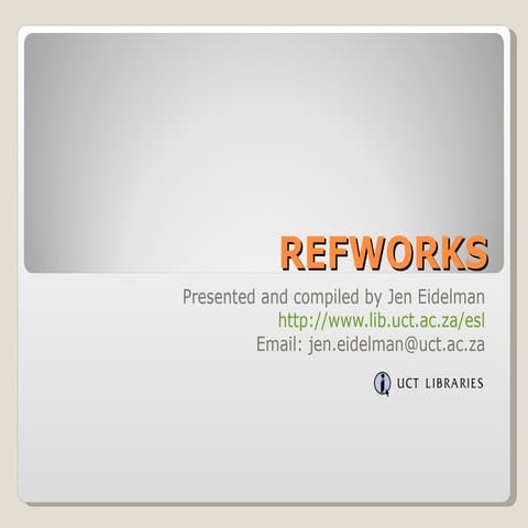 RefWorks - Importing text files | PPT