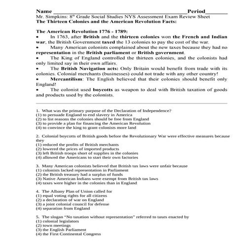 3 review american revolution | PDF